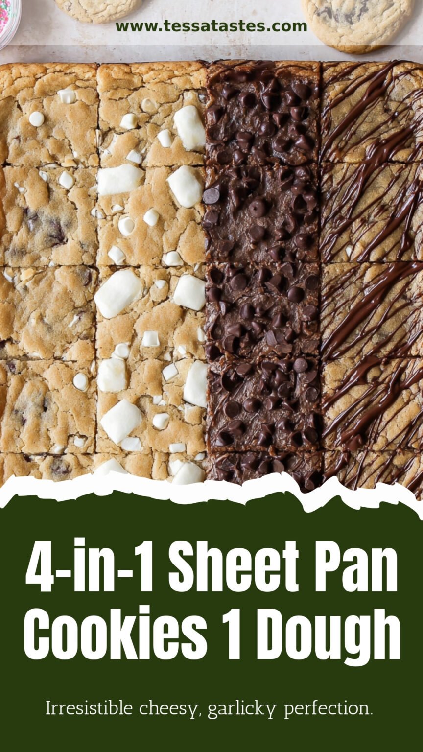 4-in-1 Sheet Pan Cookies 1 Dough: Irresistible cheesy, garlicky ...